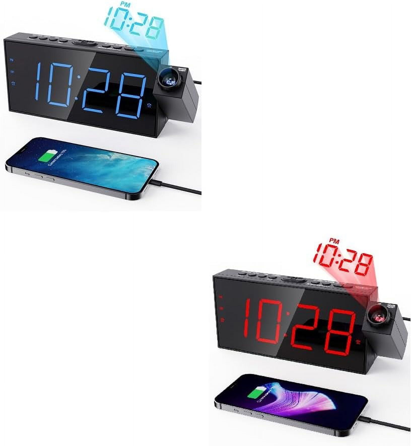 Fuliko (Blue+Red) Projection Alarm Clock for Bedroom, Clock Projection ...