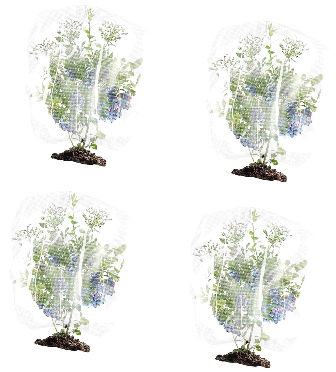 Fuliko Blueberry Bush Netting Cover with Drawstring 4 Pack Tree Netting ...
