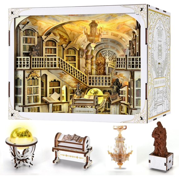 Fuliko Book Nook Kit for Adults, 3D Wooden Bookend Bookshelf Insert ...
