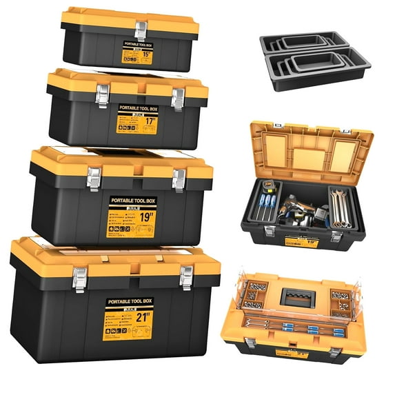 Fuliko Box | 4 In 1 Toolbox Set | 8 Removable Box Organizers | 15”+”+19”+21” | Boxes | Small ...