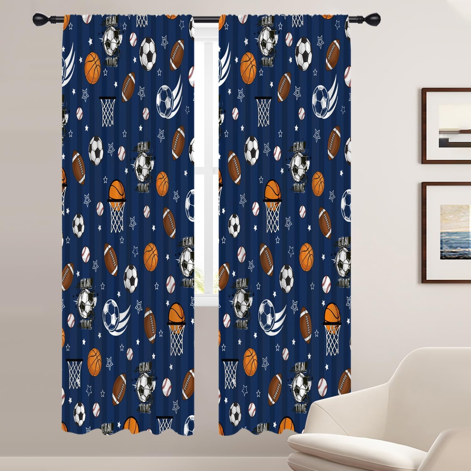 Fuliko Boys Window Curtains for Bedroom 42 84 Inch Rod Pocket Long ...