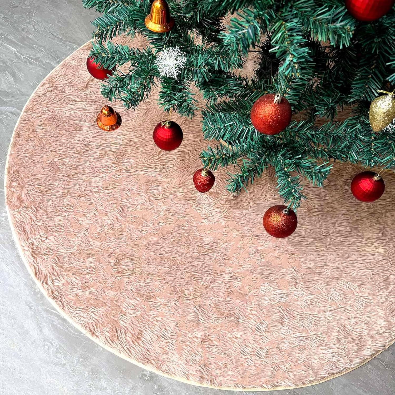 Fuliko Brown Christmas Tree Skirt 48 Inch Farmhouse Neutral Tree Mat ...