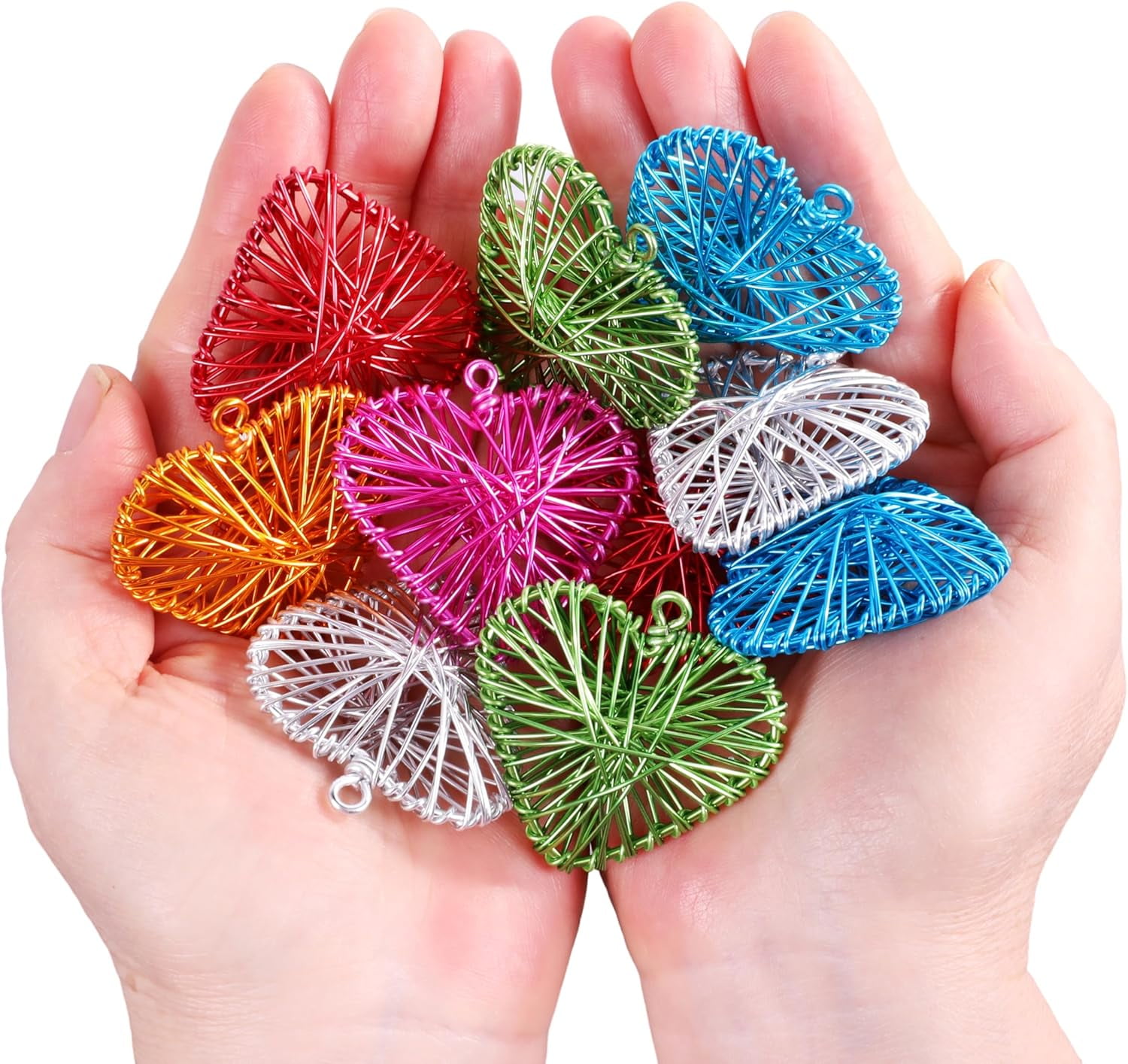Fuliko Bulk Metal Wire Hearts – 12PCS Aluminum Rattan 3D Hanging ...