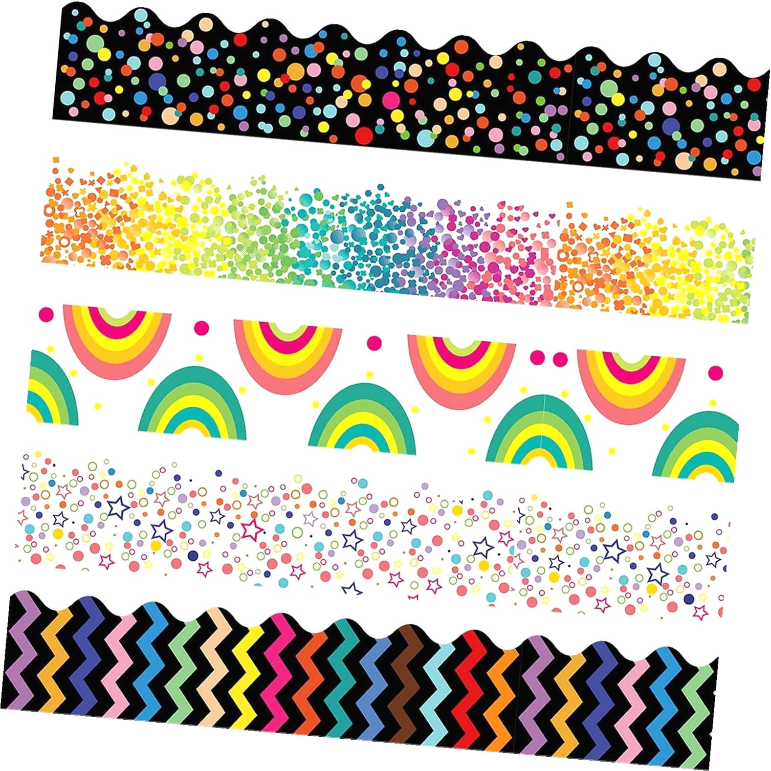 Fuliko Bulletin Board Borders Decor Set 90 Pieces 100 Feet, Wavy Edging ...