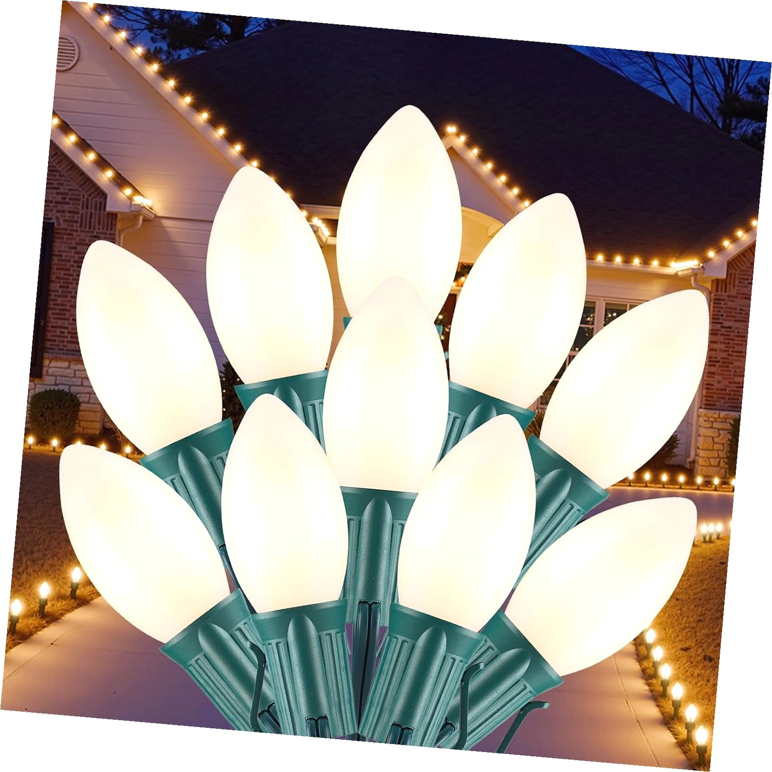 Fuliko C9 Christmas Lights , 50 FT 50 Warm White Connectable C9 String ...