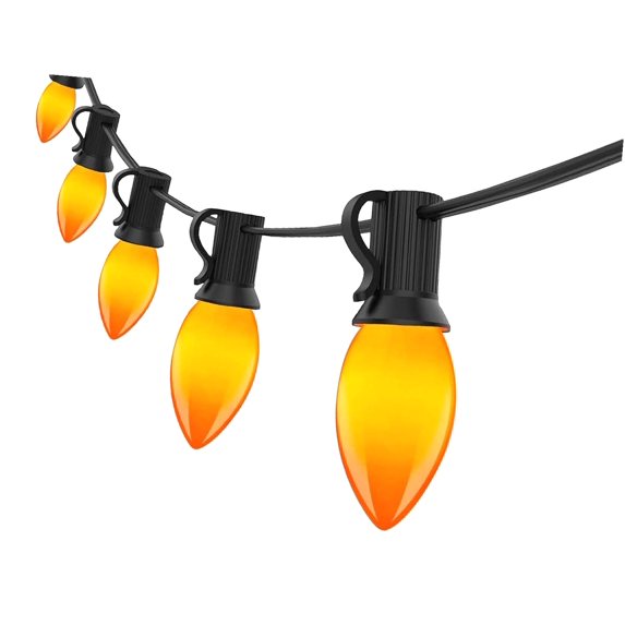 Fuliko C9 Orange Lights, 25FT C9 String Lights with 27 Orange Bulbs ...