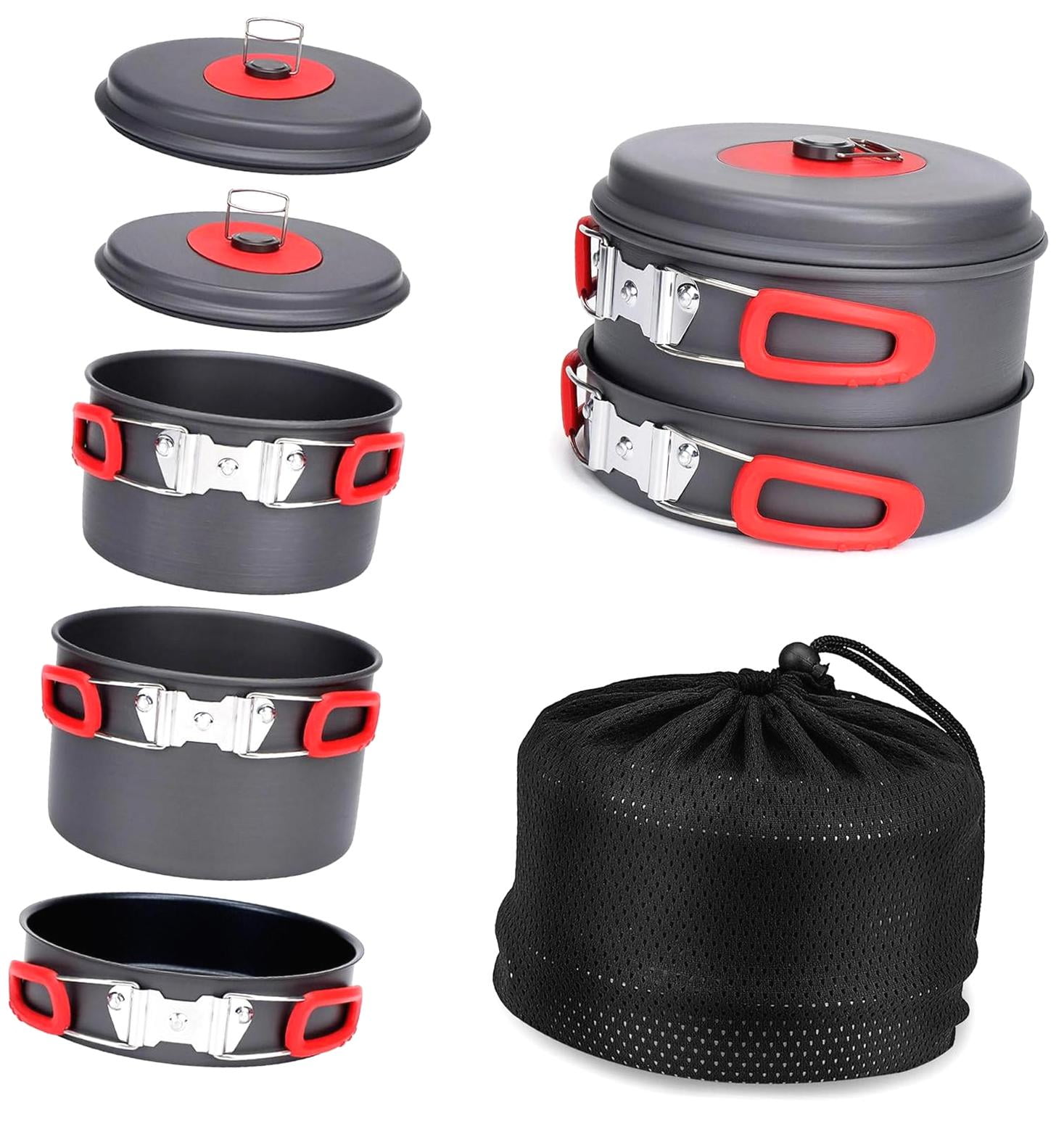 Fuliko Camping Cookware Set, Compact Camping Pots and Pans Collection ...