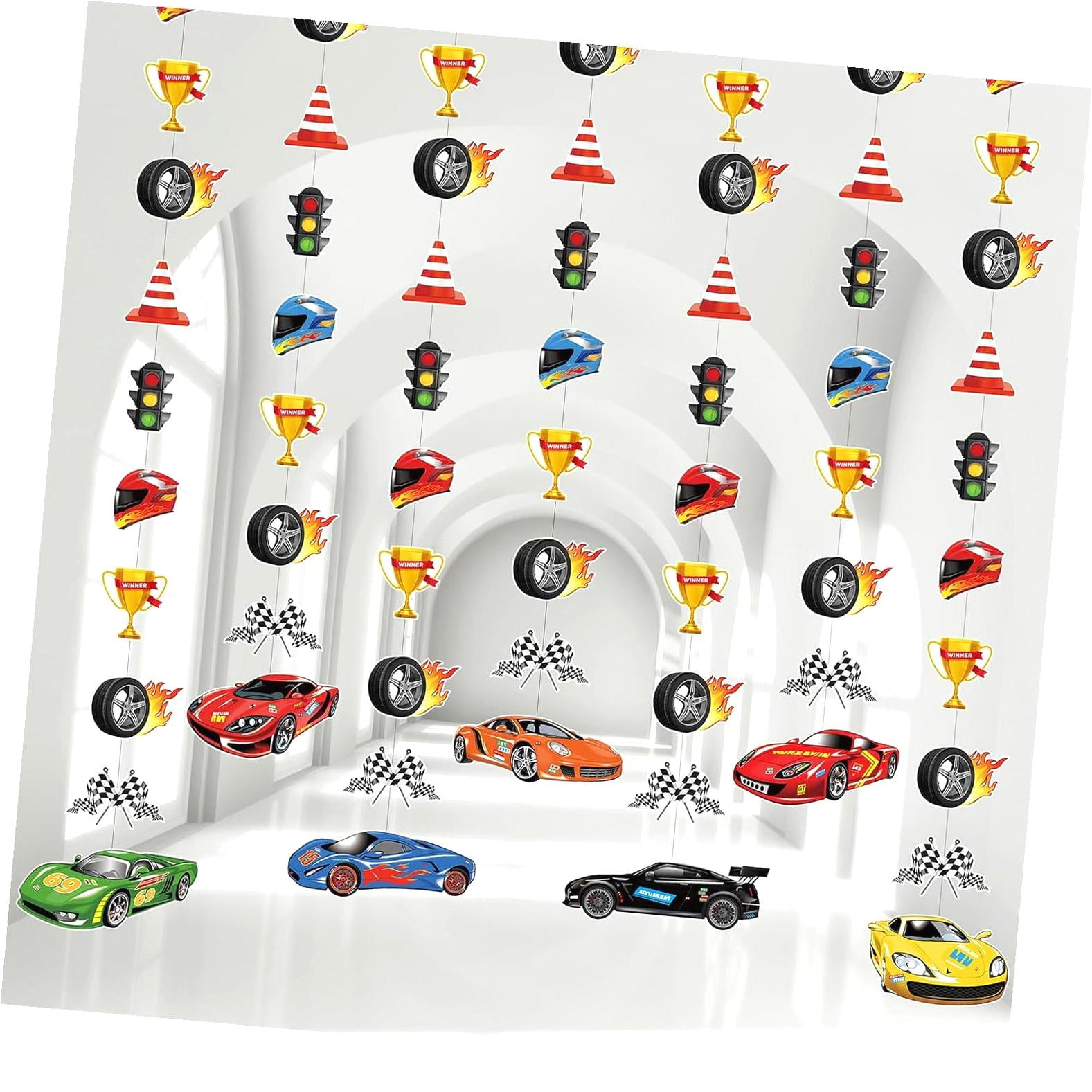 Fuliko Car Celebration Decor Checkered Flags Banner Dual Fast Birthday ...