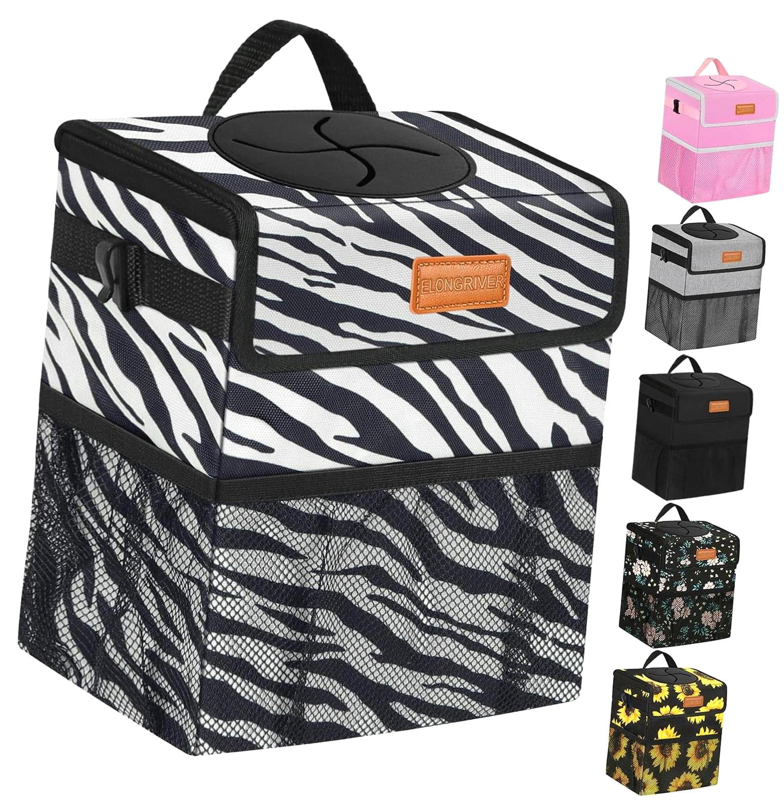 Fuliko Car Trash Bin with Lid, Vehicle Organizer Garbage Bag Hanging ...