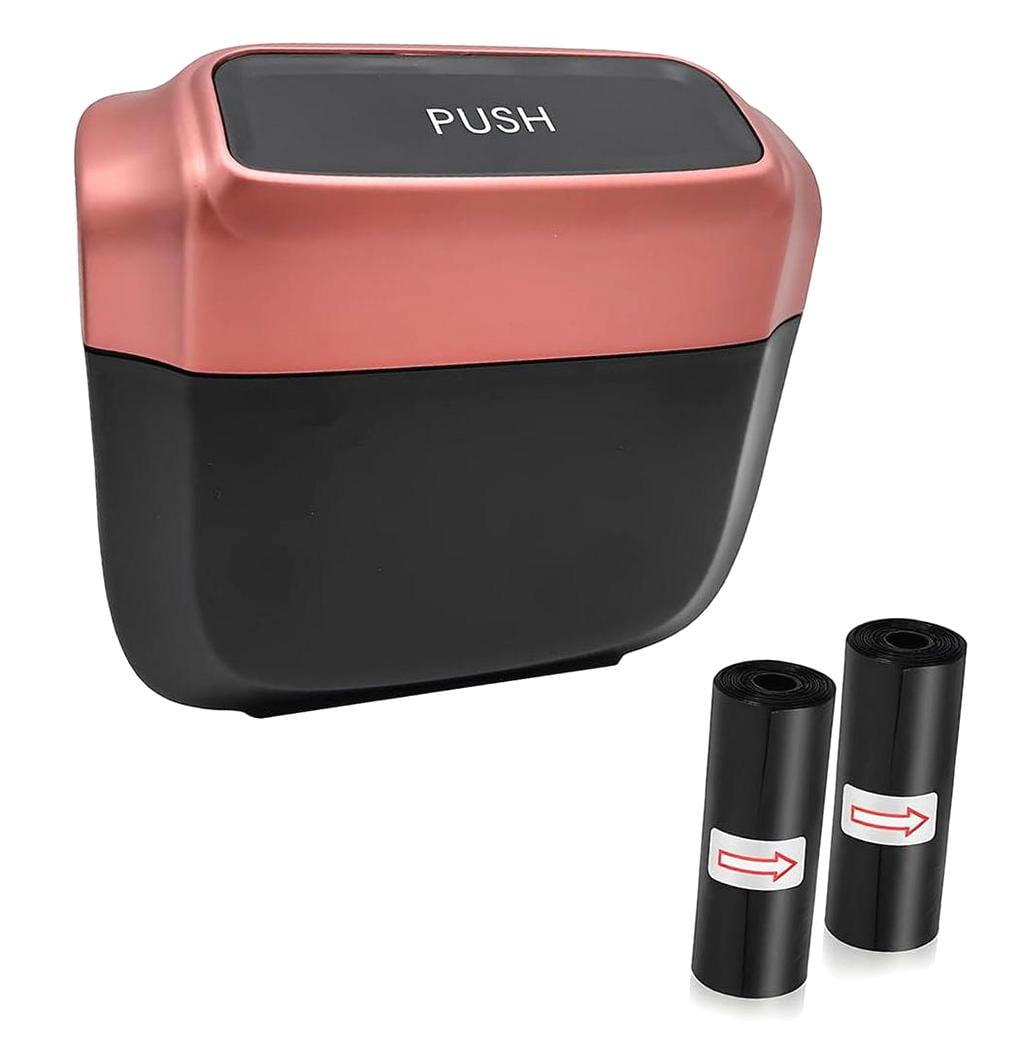 Fuliko Car Trash Can with Lid, Compact Hanging Push Car Garbage Bin ...