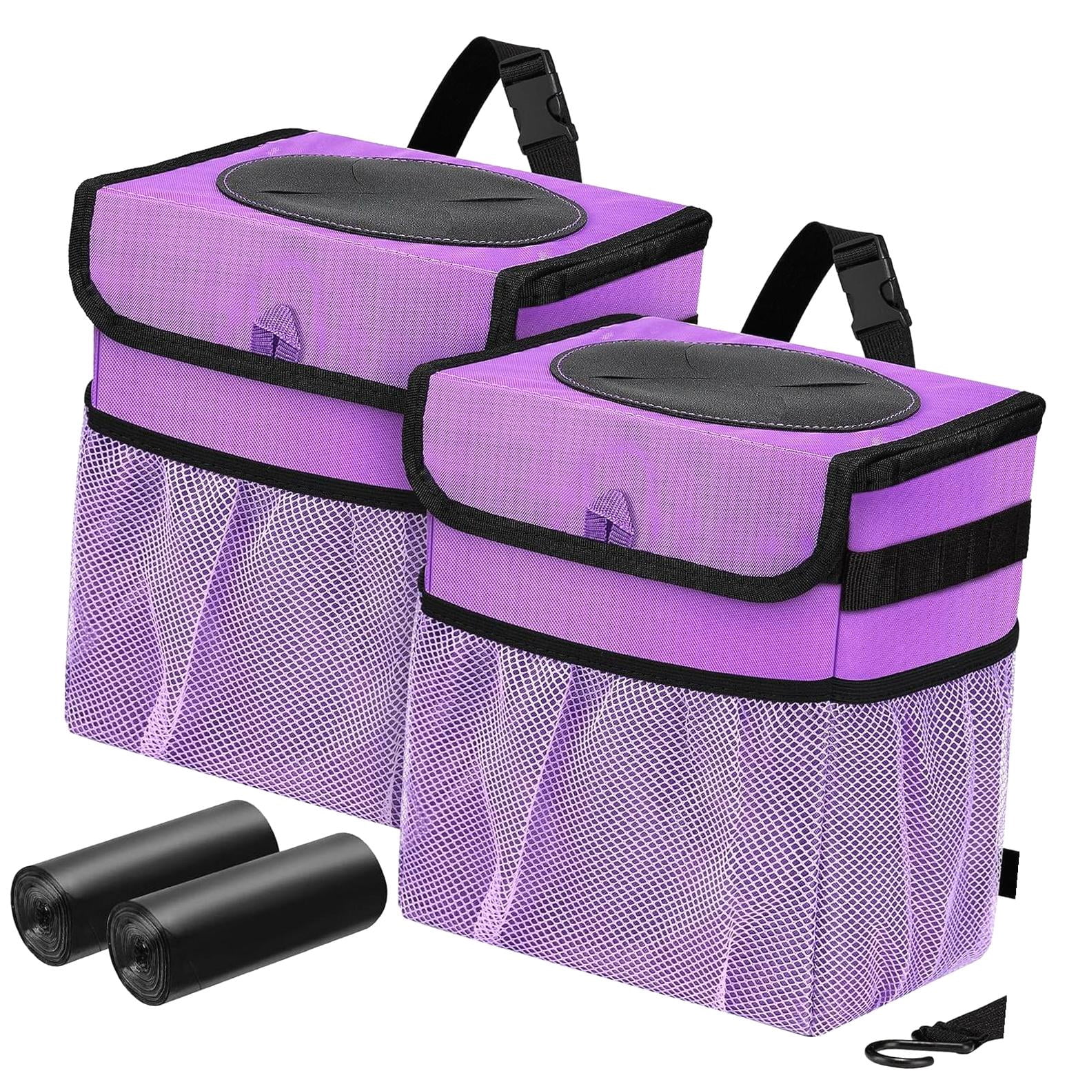 Fuliko Car Trash Can, Set of 2 Foldable Leakproof 2.3-Gallon Vehicle ...