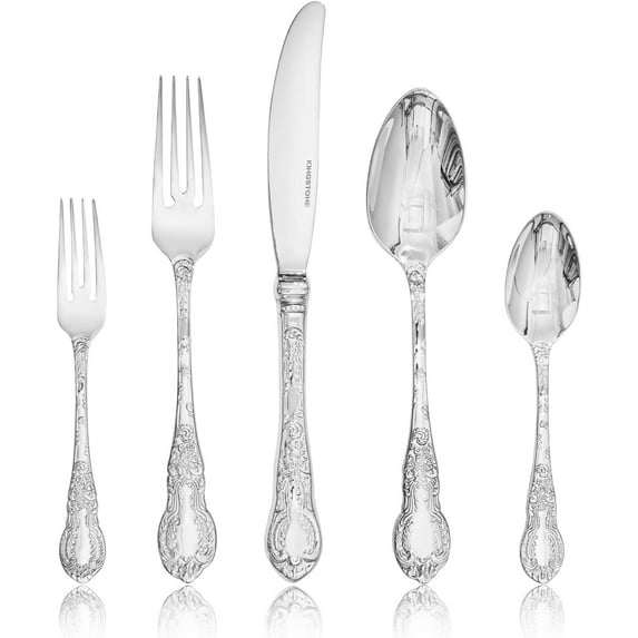 Fuliko Carved Silverware Set, 20-Piece 18/10 Steel Flatware Cutlery Set ...
