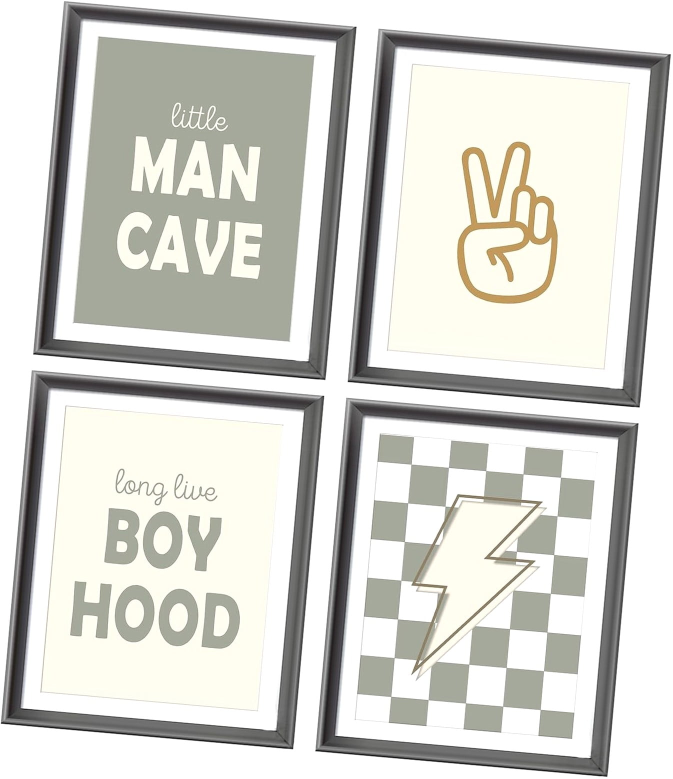 Fuliko Cave Retro Preppy Checkered Sign Long Live Boyhood Poster Prints ...