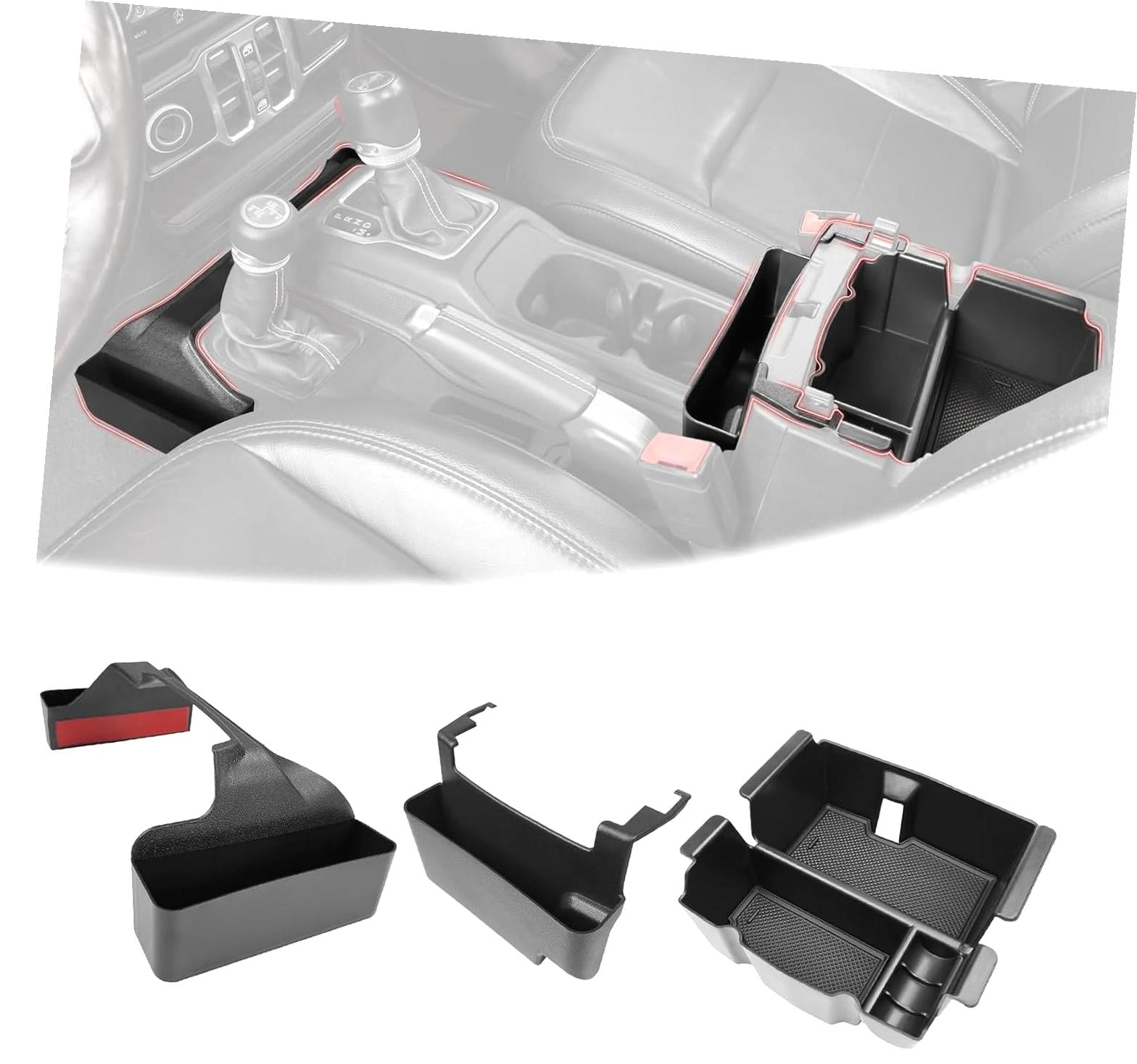 Fuliko Center Console Gear Shift Organizer with 2018-2025 JL JLU 4XE ...