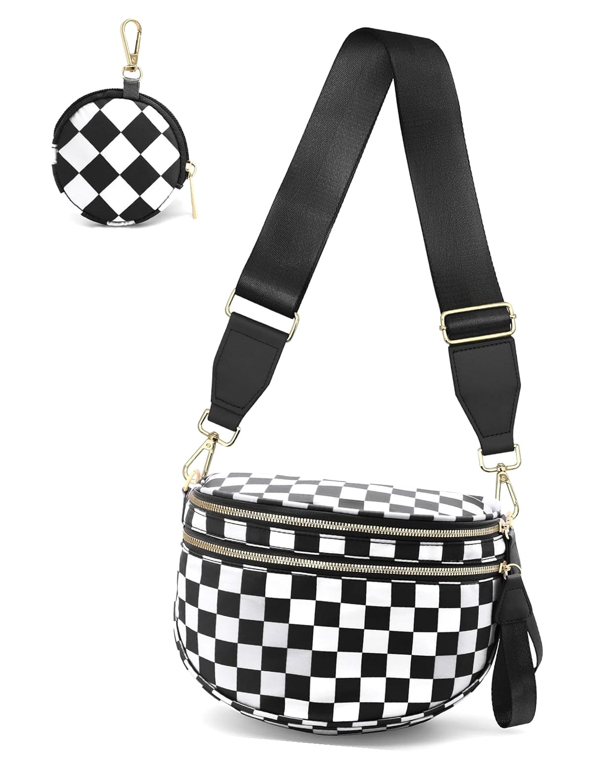 Fuliko Checkered Bum Bag, Spacious Purse Fanny Pack Nylon Checkerboard ...