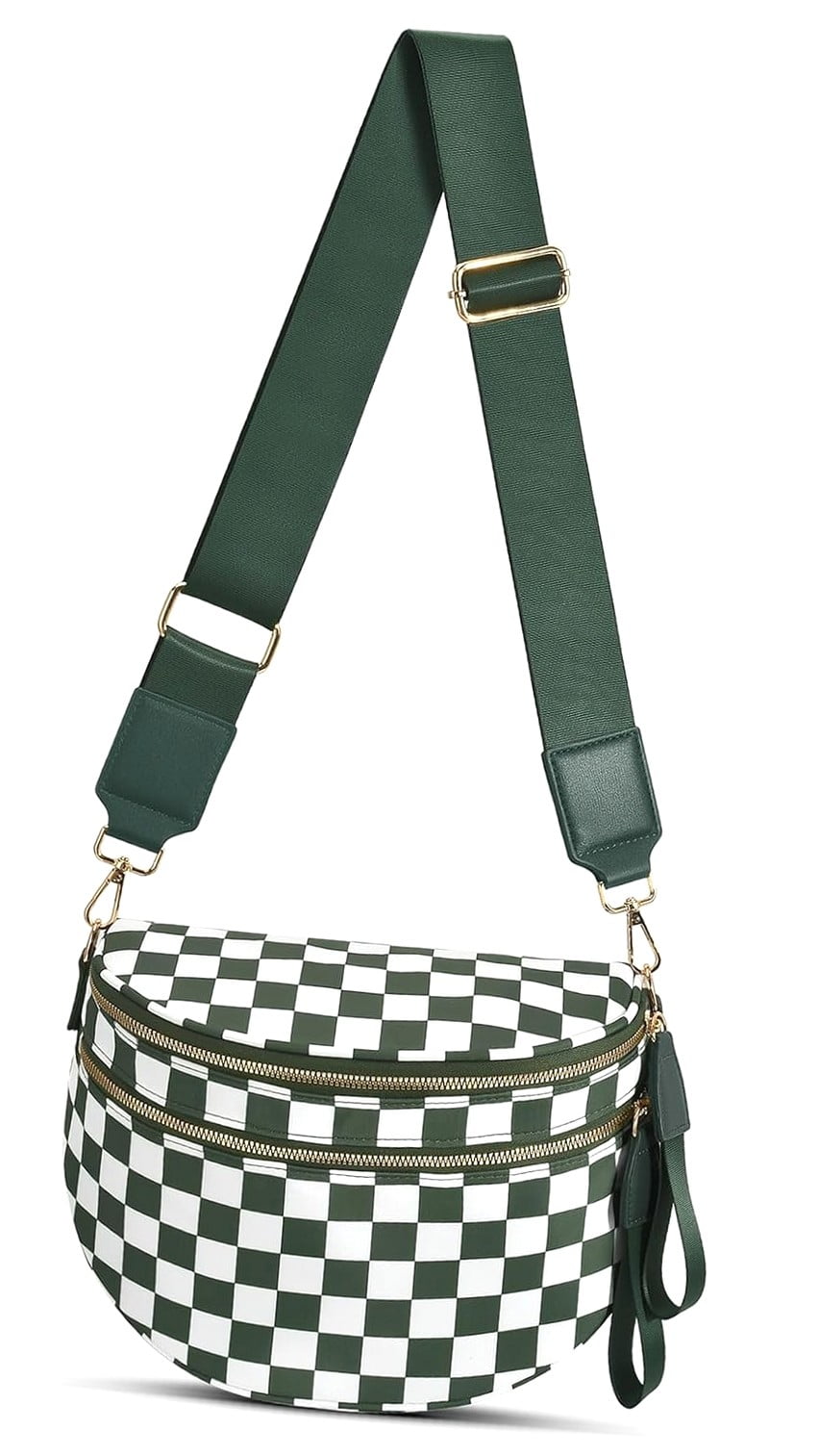Fuliko Checkered Nylon Bag Bum Bag for Roomy Checkered Purses Shoulder ...