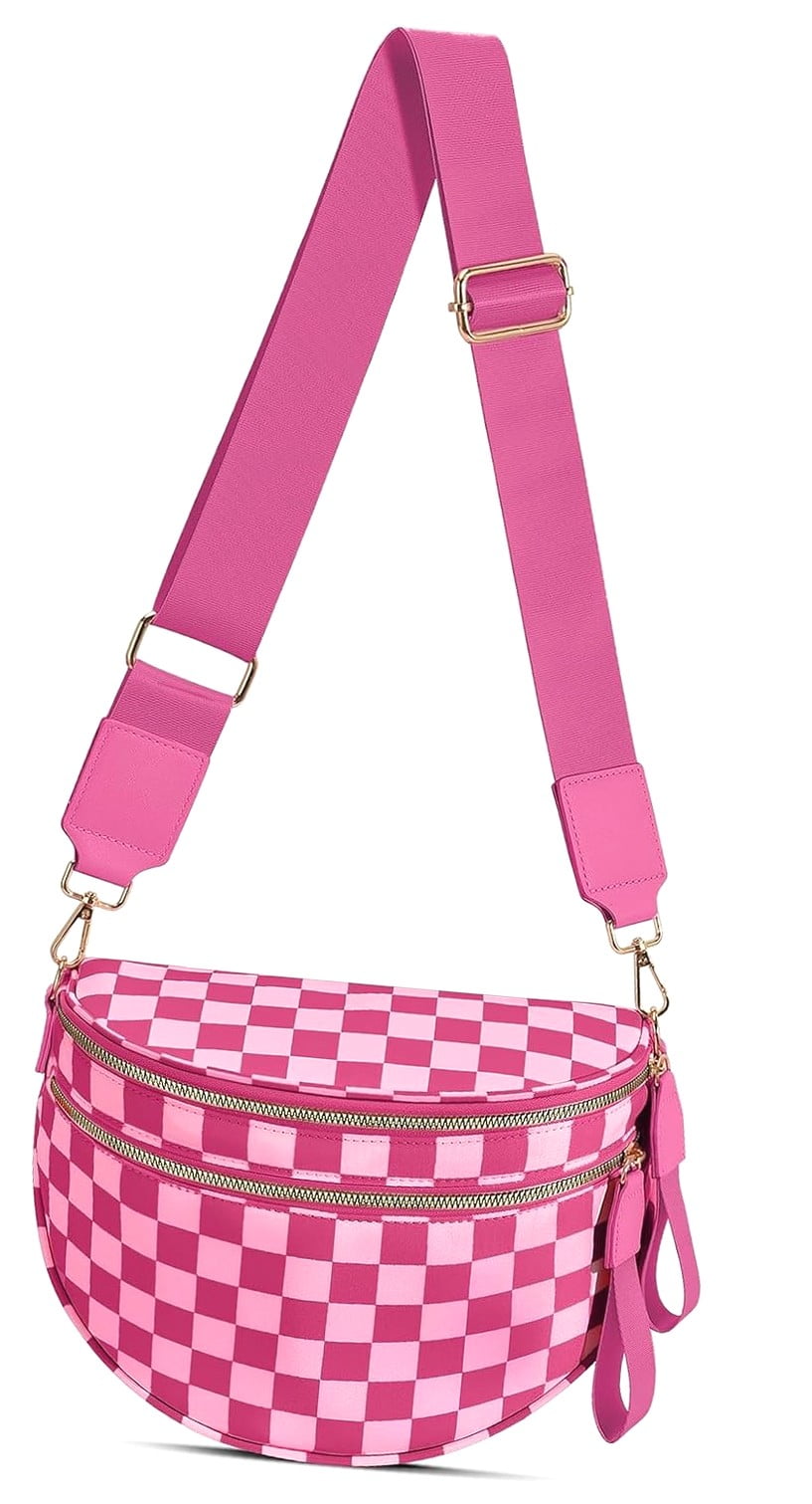 Fuliko Checkered Nylon Bag Bum Bag for Roomy Checkered Purses Shoulder ...