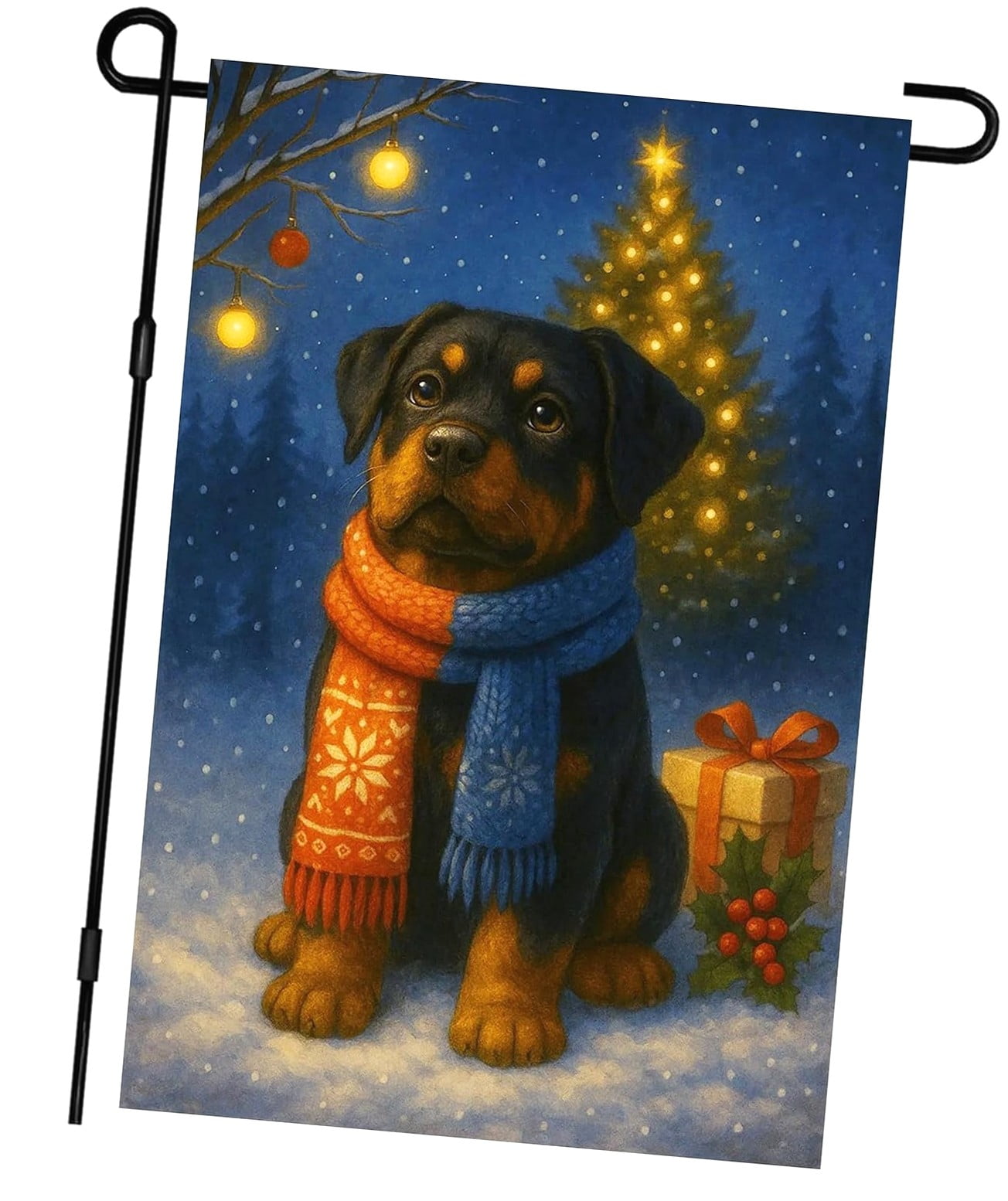 Fuliko Christmas 12x18 Inch Double Sided Rottweiler Winter Holiday ...