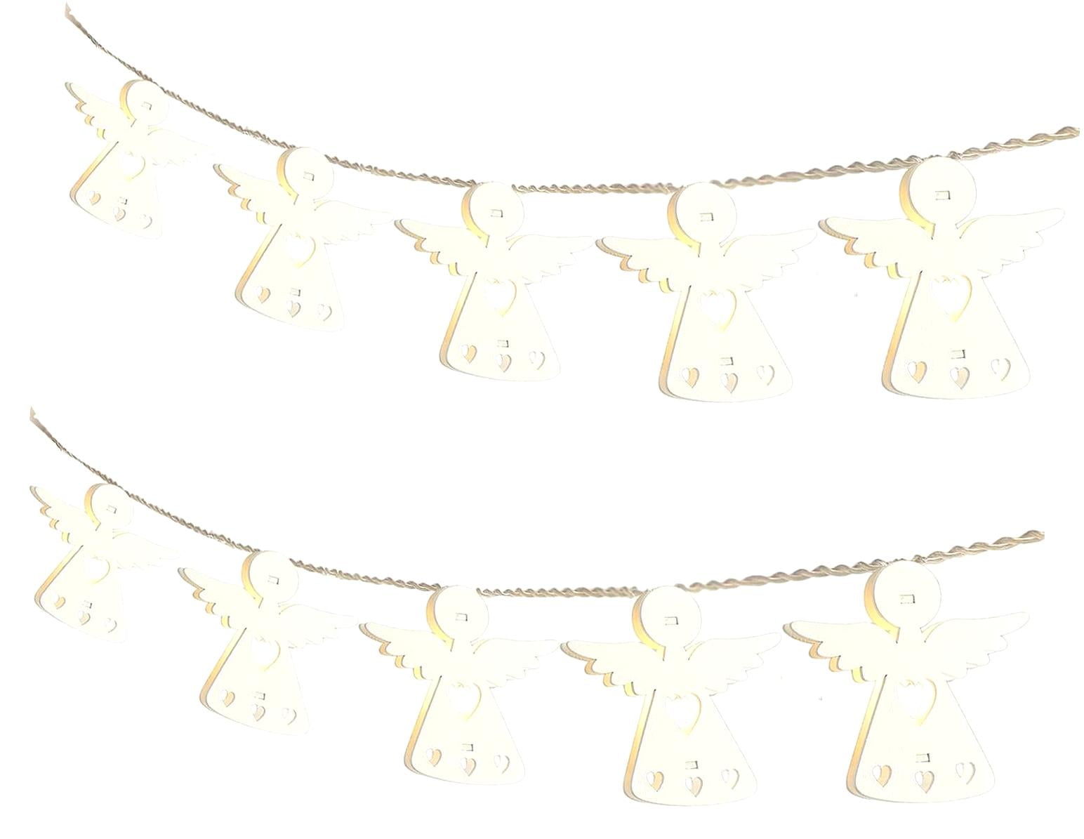 Fuliko Christmas 3D Angel String Lights Wooden Set, 10 Angelic Battery ...