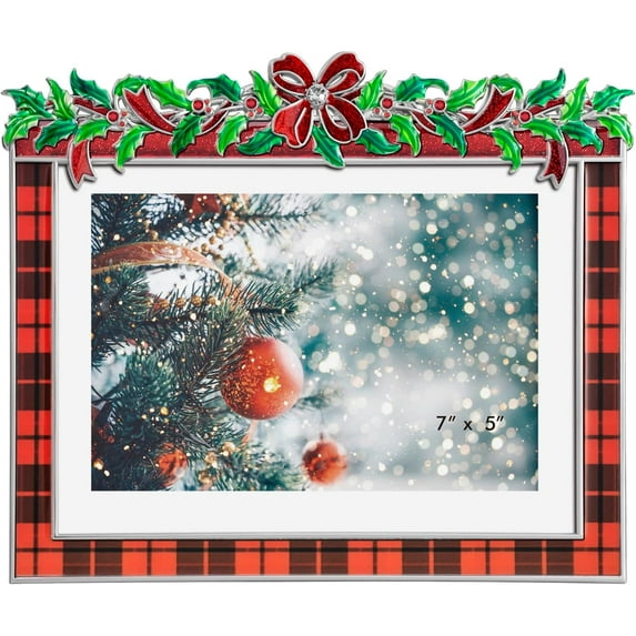Fuliko Christmas 5x7 Picture Frame Christmas Metal Display Photo with ...
