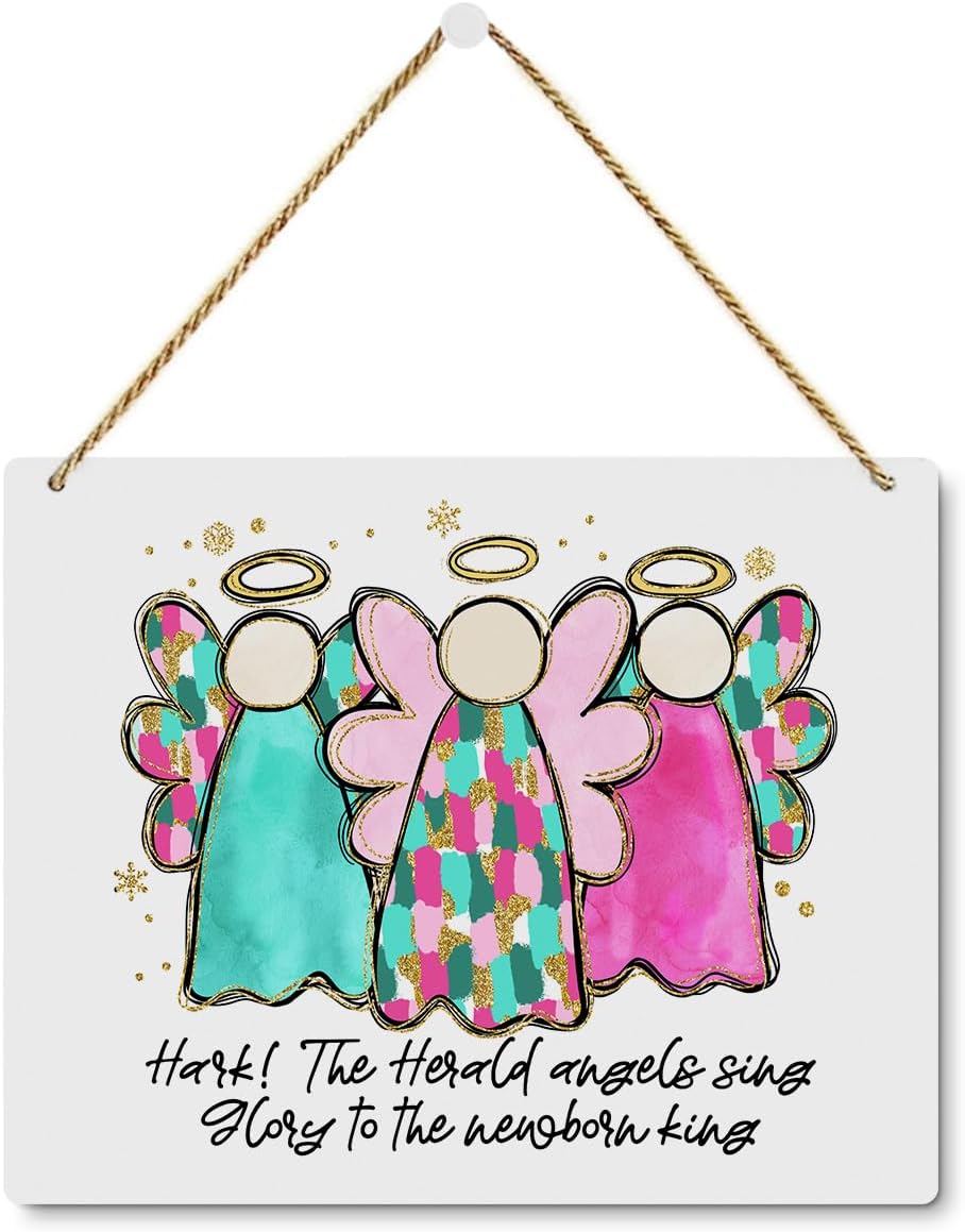 Fuliko, Christmas Bedroom Decor, Hark The Herald Sign Wall Door Hanging ...