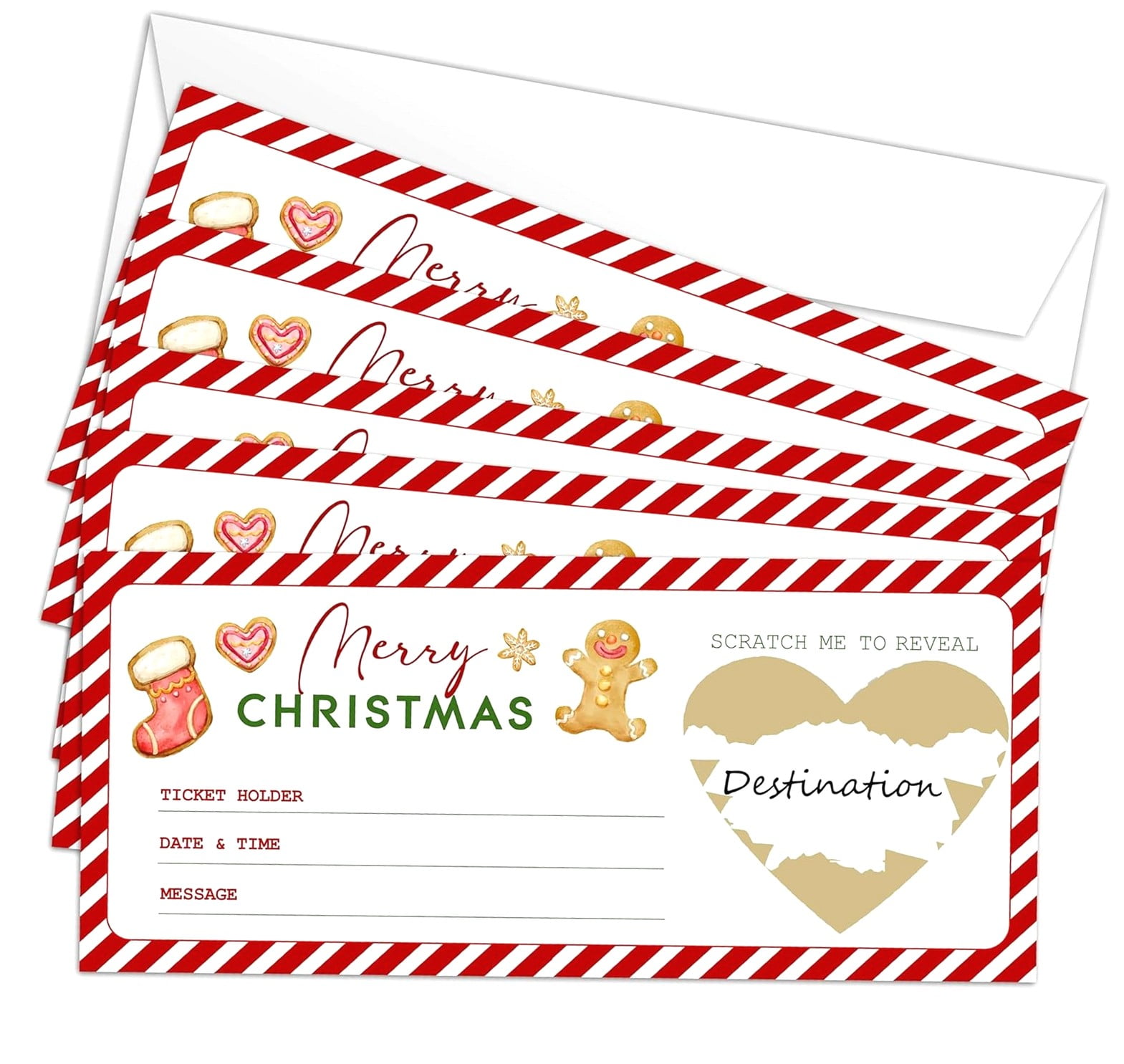 Fuliko Christmas Boarding Pass Ticket, Holiday Scratch-Off Card with ...