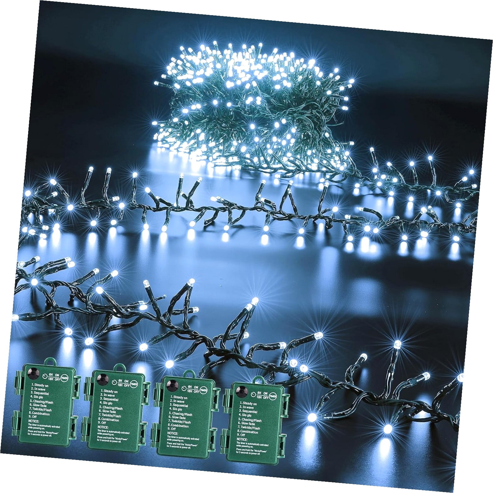 Fuliko Christmas Cluster Lights, 4 Pack 10Ft 120 Firecracker String ...
