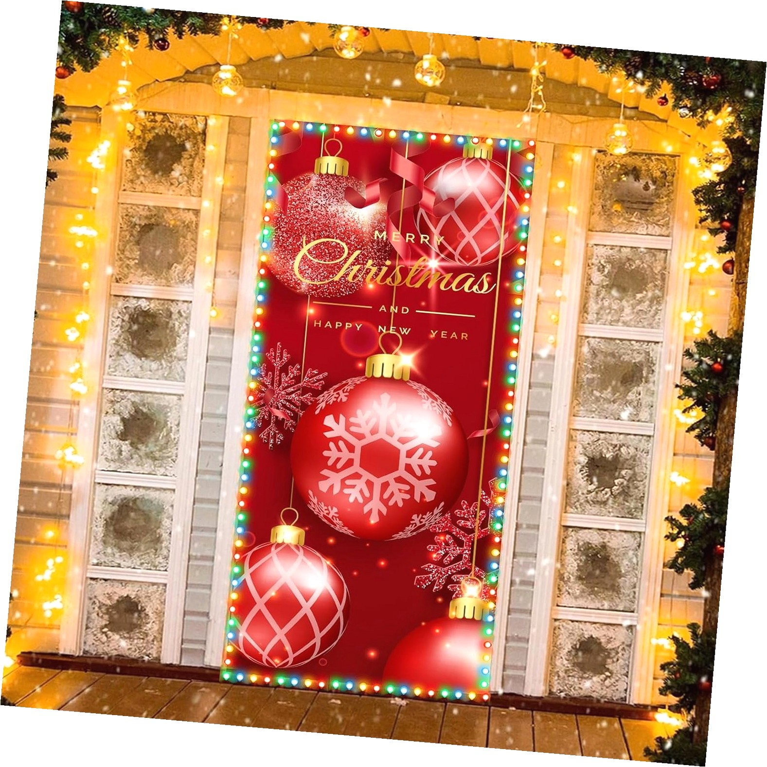 Fuliko Christmas Door Decorations Festive Garage Door Cover, 3 Panels 6 ...