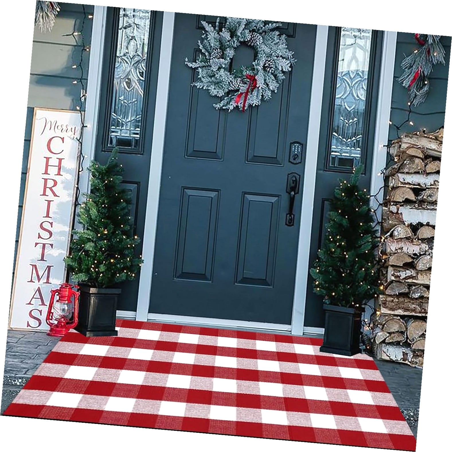 Fuliko Christmas Door Mat 35.4''x59'' Christmas Decor Rug Hand-Woven ...