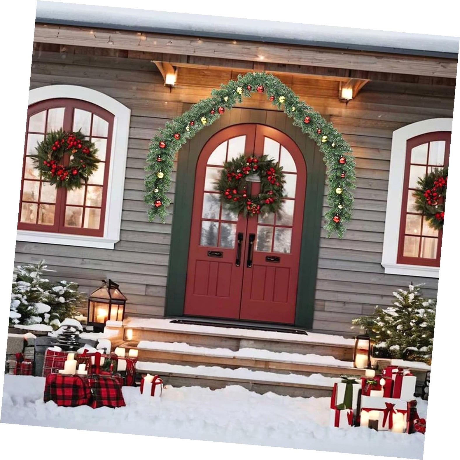 Fuliko Christmas Garland Decorated with Baubles and Lights 5ft ...