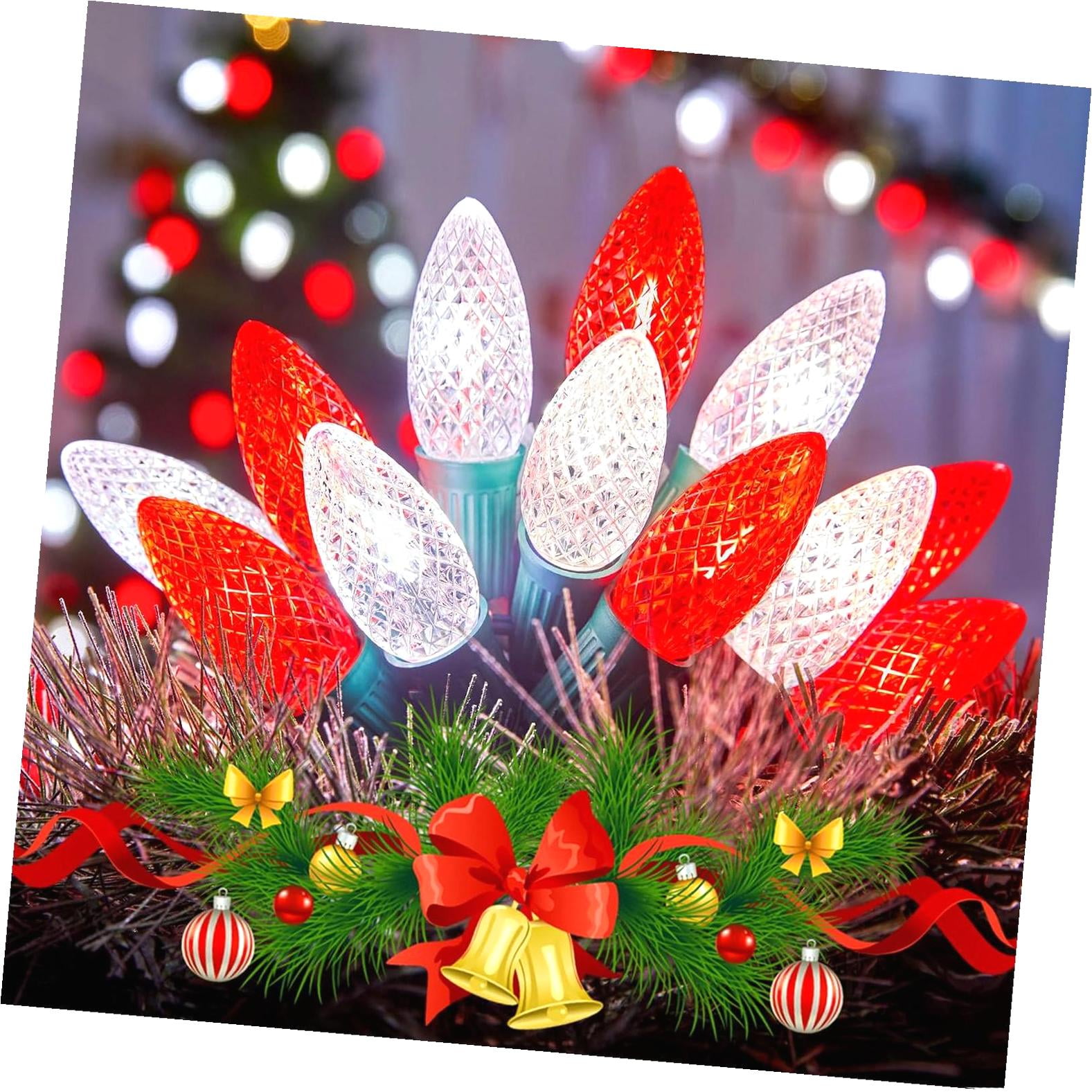 Fuliko Christmas Lights, 100 Ft String Lights With Red and Pure White ...