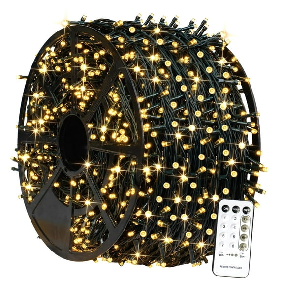 Fuliko Christmas Lights, 1000 328FT Christmas Tree Lights Plug in with ...