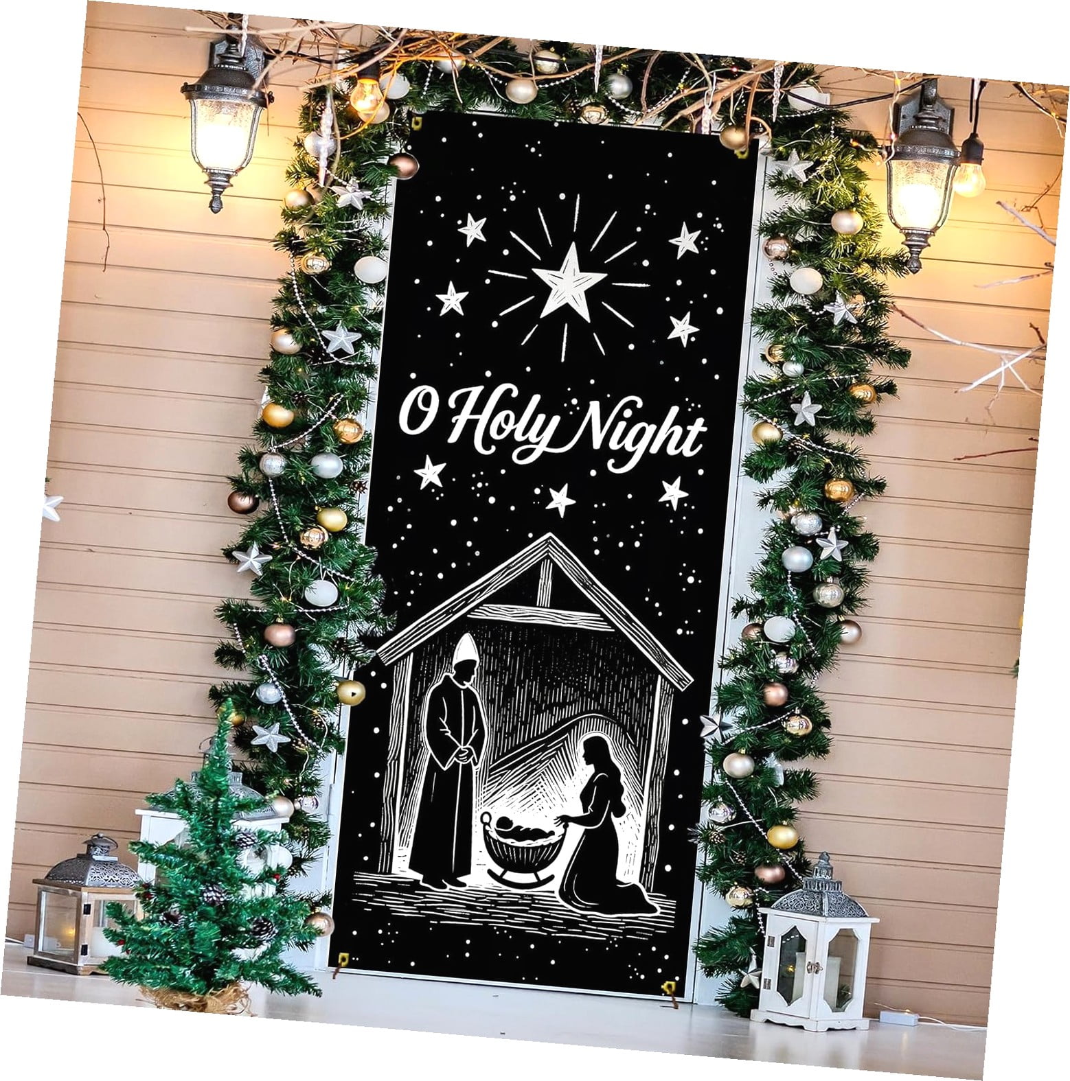 Fuliko Christmas Nativity Door Cover Decorations, Holy Night Christmas ...
