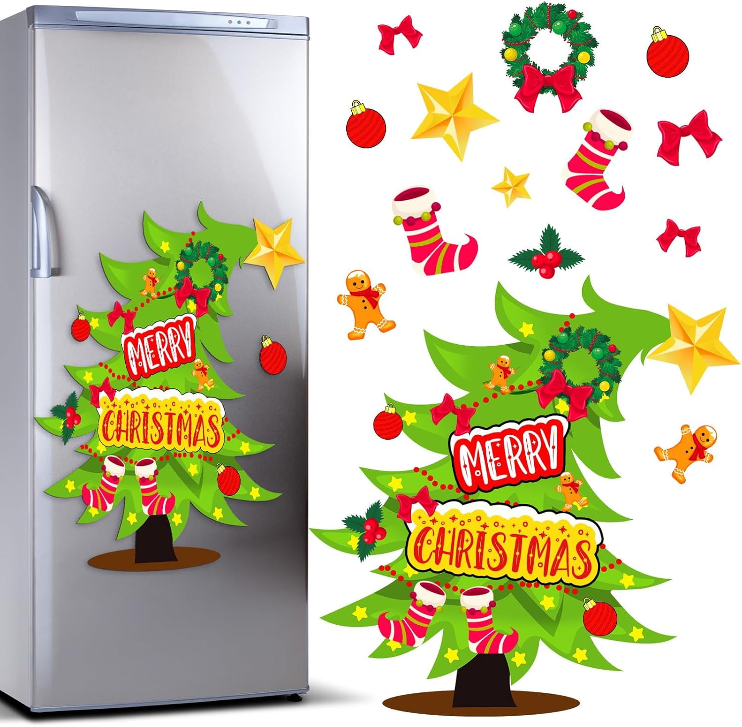 Fuliko Christmas Refrigerator Magnets Refrigerator Stickers Xmas Tree ...