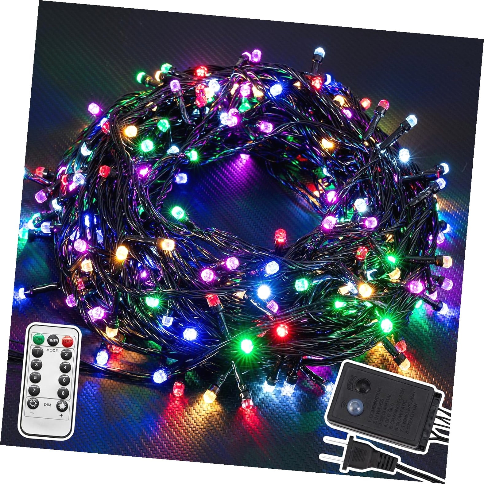 Fuliko Christmas String Lights End-to-End Plug 8 Modes 108FT 300 LEDs ...