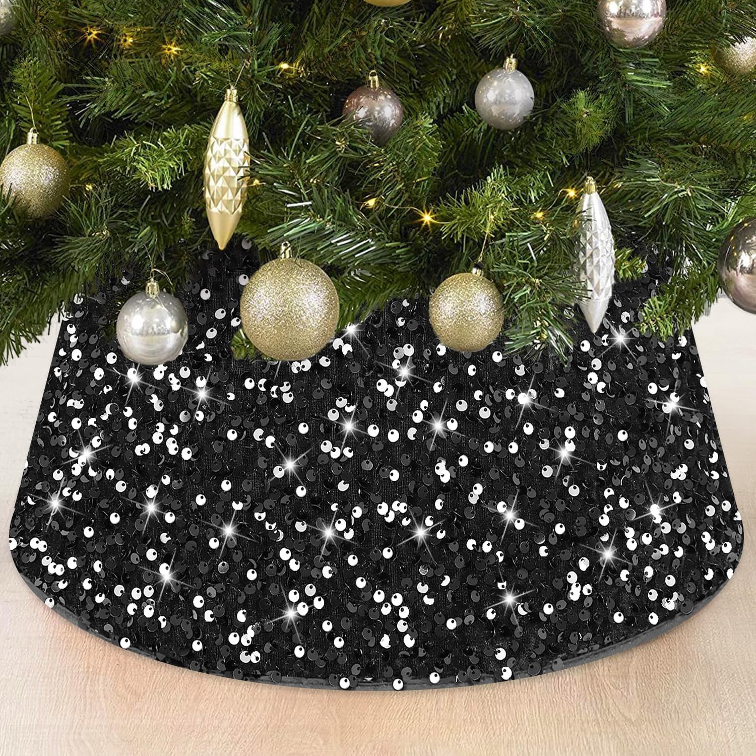 Fuliko Christmas Tree Collar 23.6 Inches Velvet Christmas Tree Skirt ...