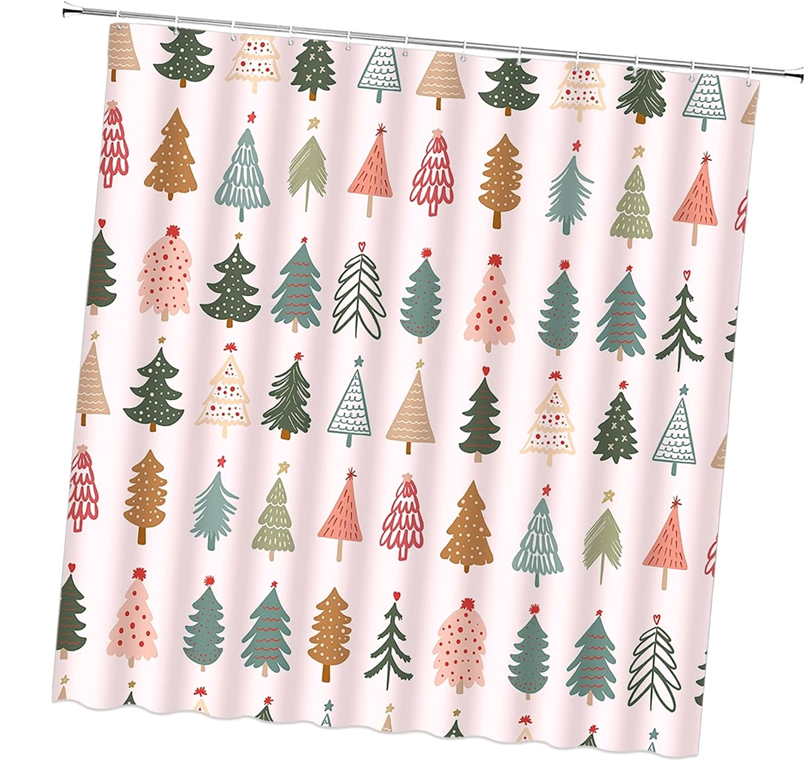 Fuliko Christmas Tree Shower Curtain Xmas Pine Winter Holiday New Year ...