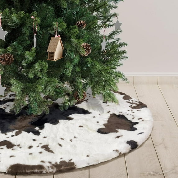 Fuliko Christmas Tree Skirt in Red and White 30 Inches Small Cows Print ...