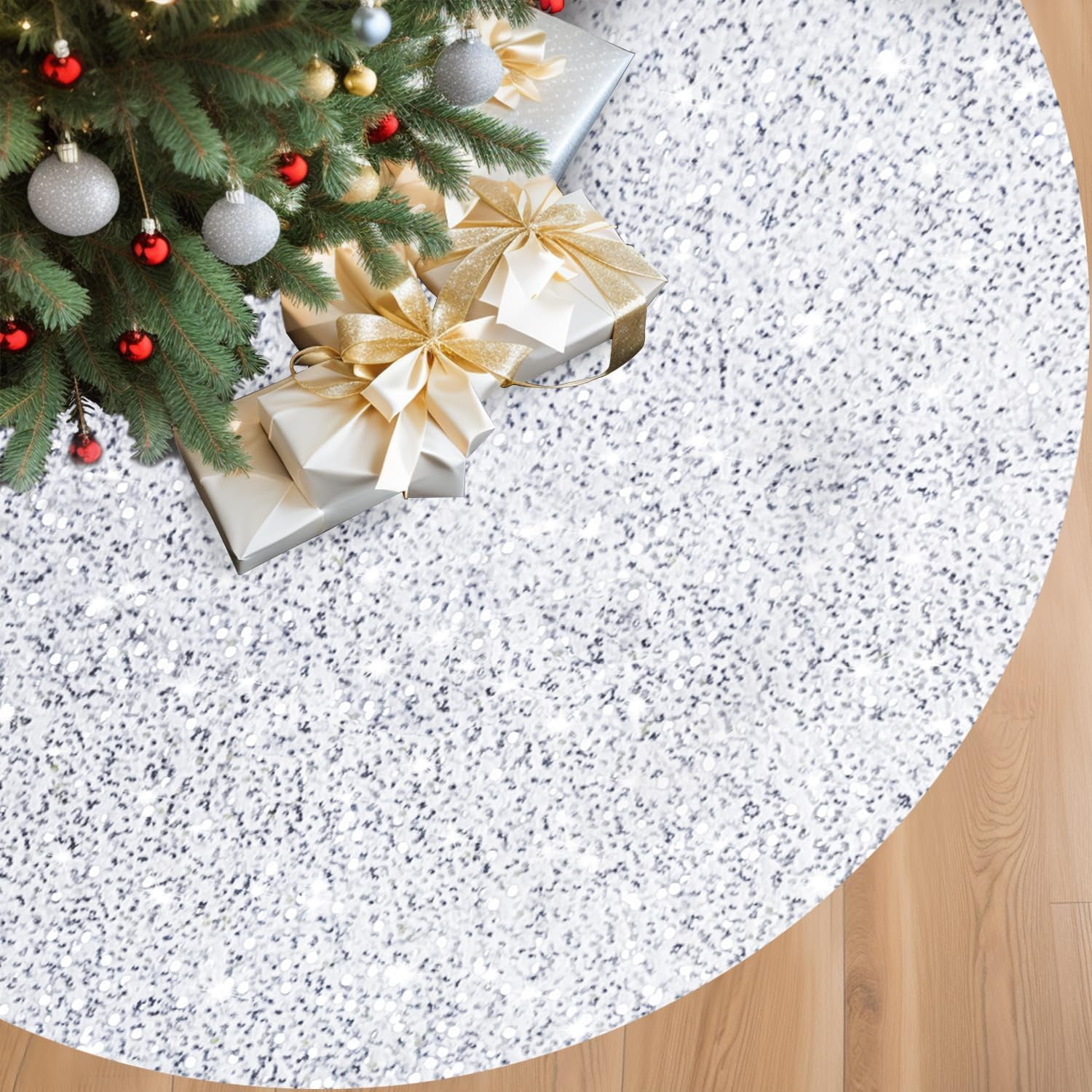 Fuliko Christmas Tree Skirt White 21 Inch Pencil Tree Skirt Velvet Tree ...