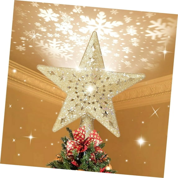 Fuliko Christmas Tree Topper Lighted with Snowflake Projector, Rotating ...