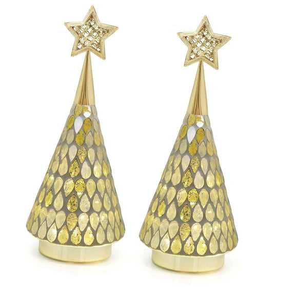 Fuliko Christmas Tree with Star, 2 Pieces Small Desktop Christmas Trees ...