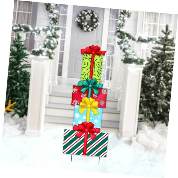 Fuliko Christmas Yard Sign Decorations Boxes Yard Signs with Metal ...