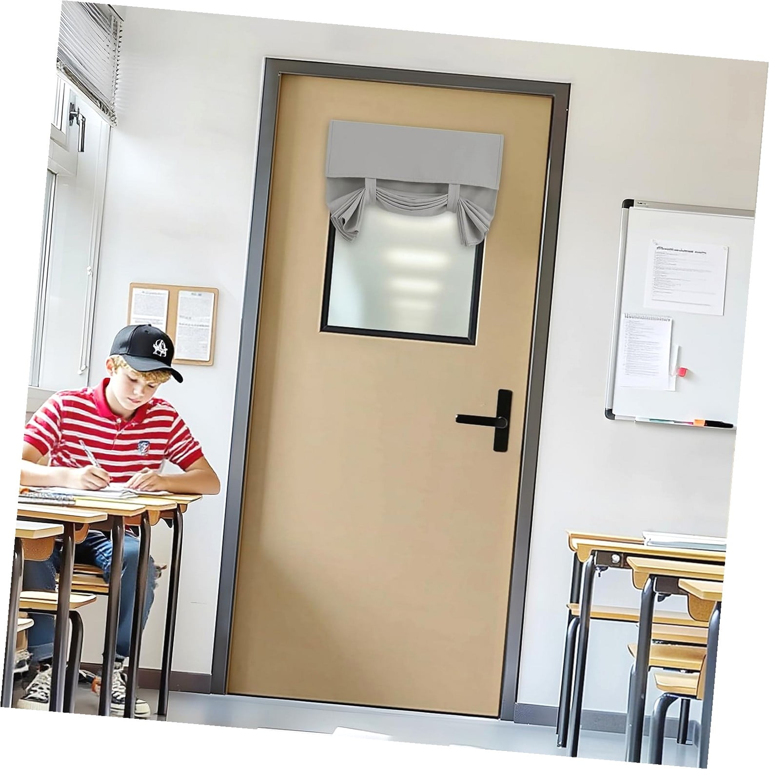 Fuliko Classroom Door Curtain W24 L36, 1 Panel, Silver , French Door ...