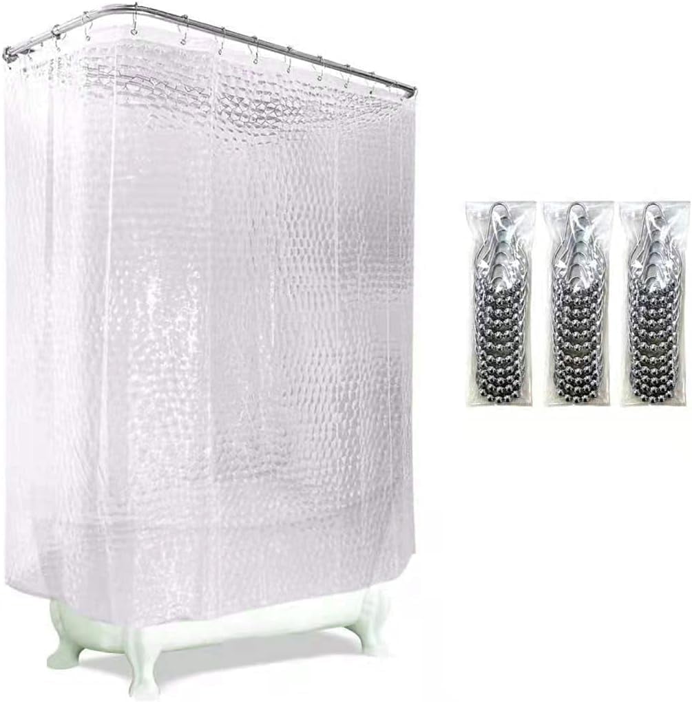 Fuliko Clawfoot Tub Clear Shower Curtain Liner Extra Wrap Around ...