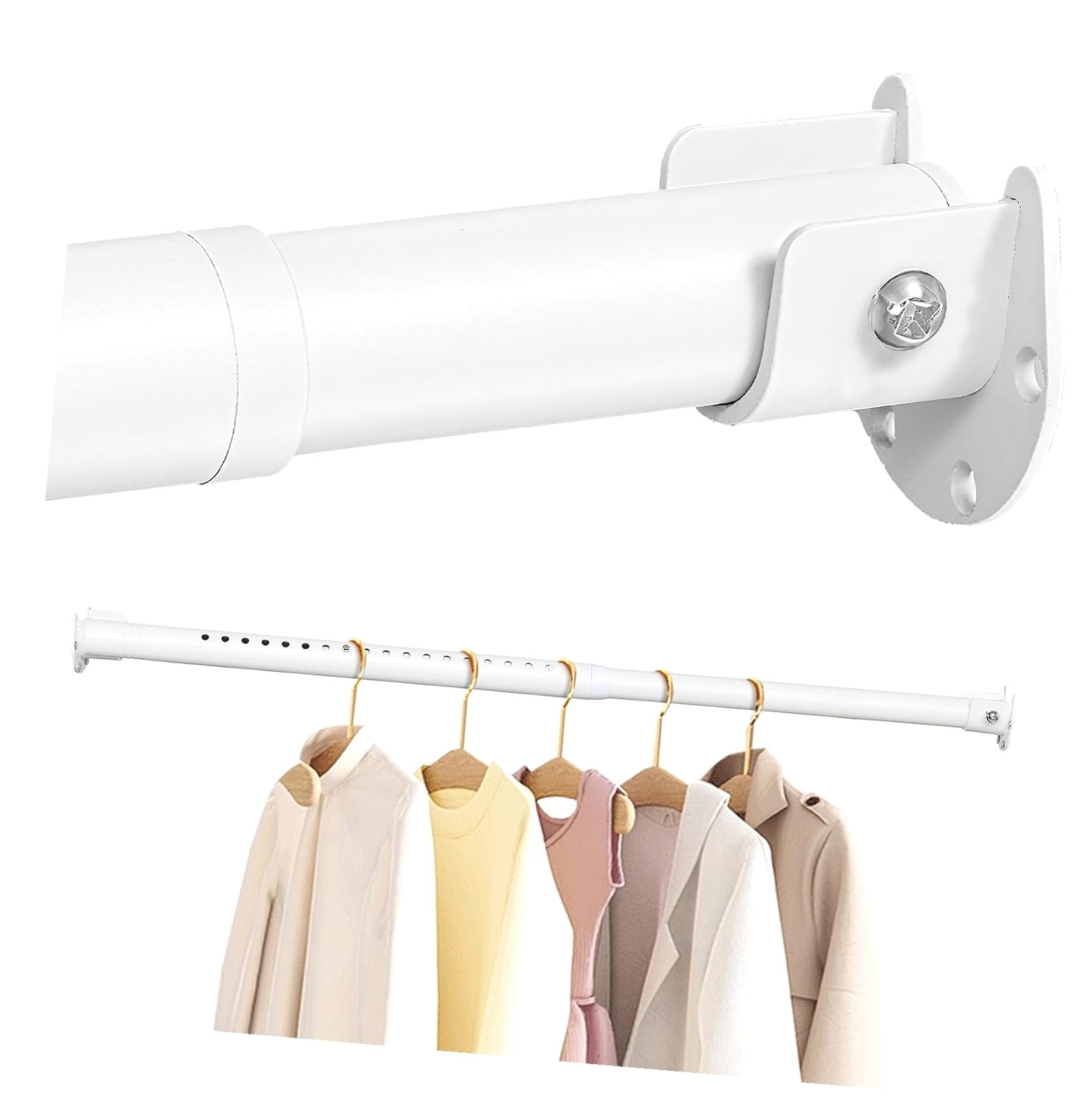 Fuliko Closet Rods for Hanging Clothes, -99 Inches Closet Rod with ...