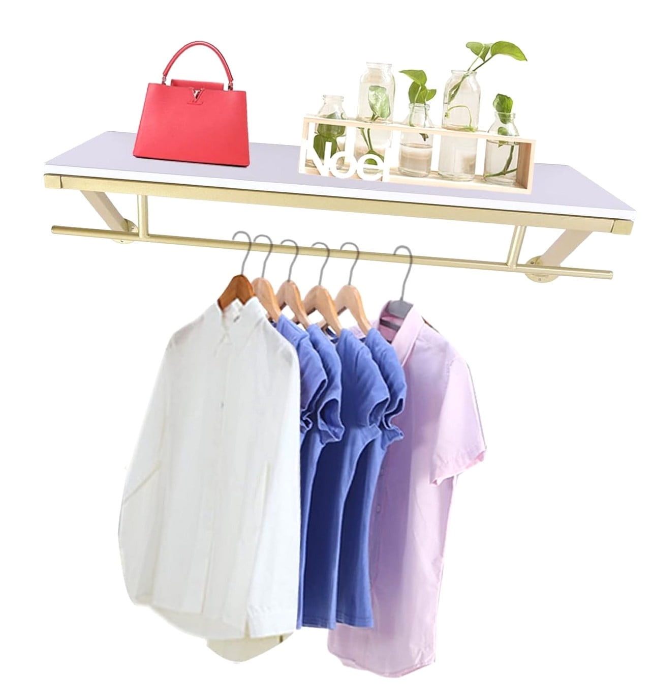 Fuliko Clothes Rack with Top , Wall Mounted Garment Rack, -Saving ...