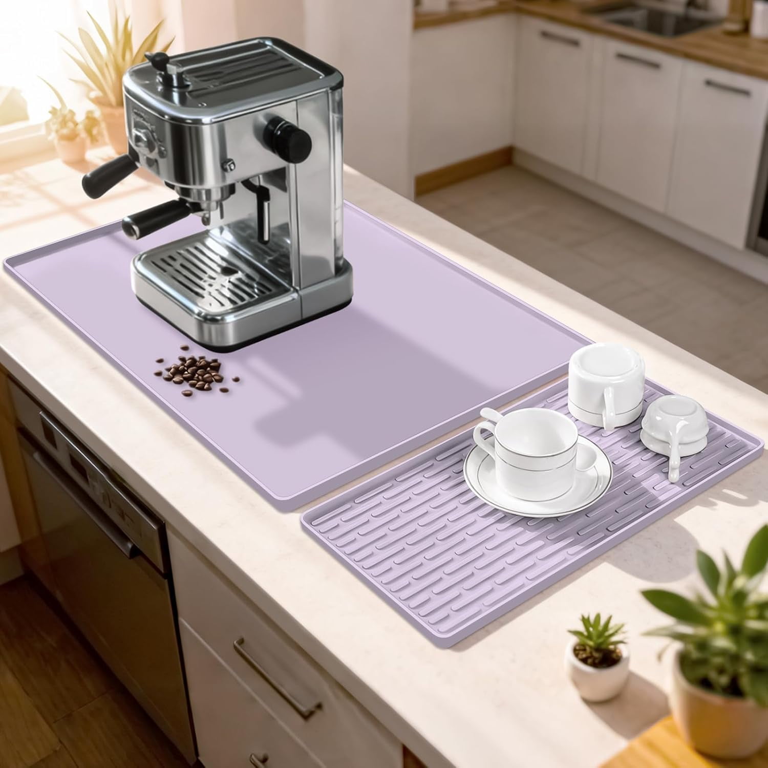 Fuliko Coffee Mat Set, 16" by 24" Raised Coffee Mats for Machine ...