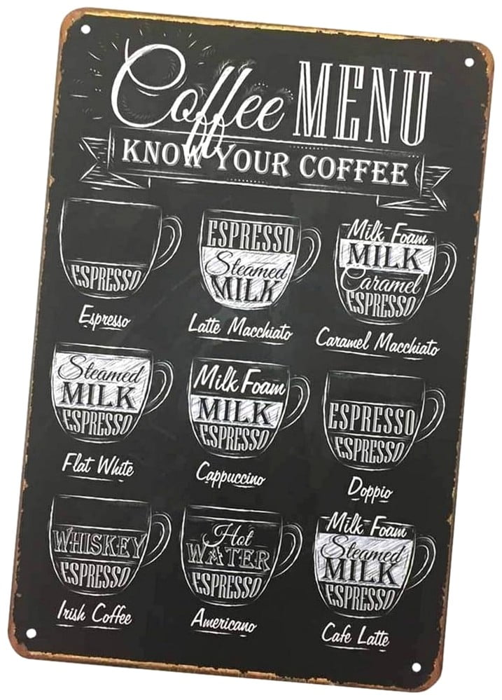 Fuliko Coffee Menu Sign, Various Types of Coffee List Metal Signs for ...