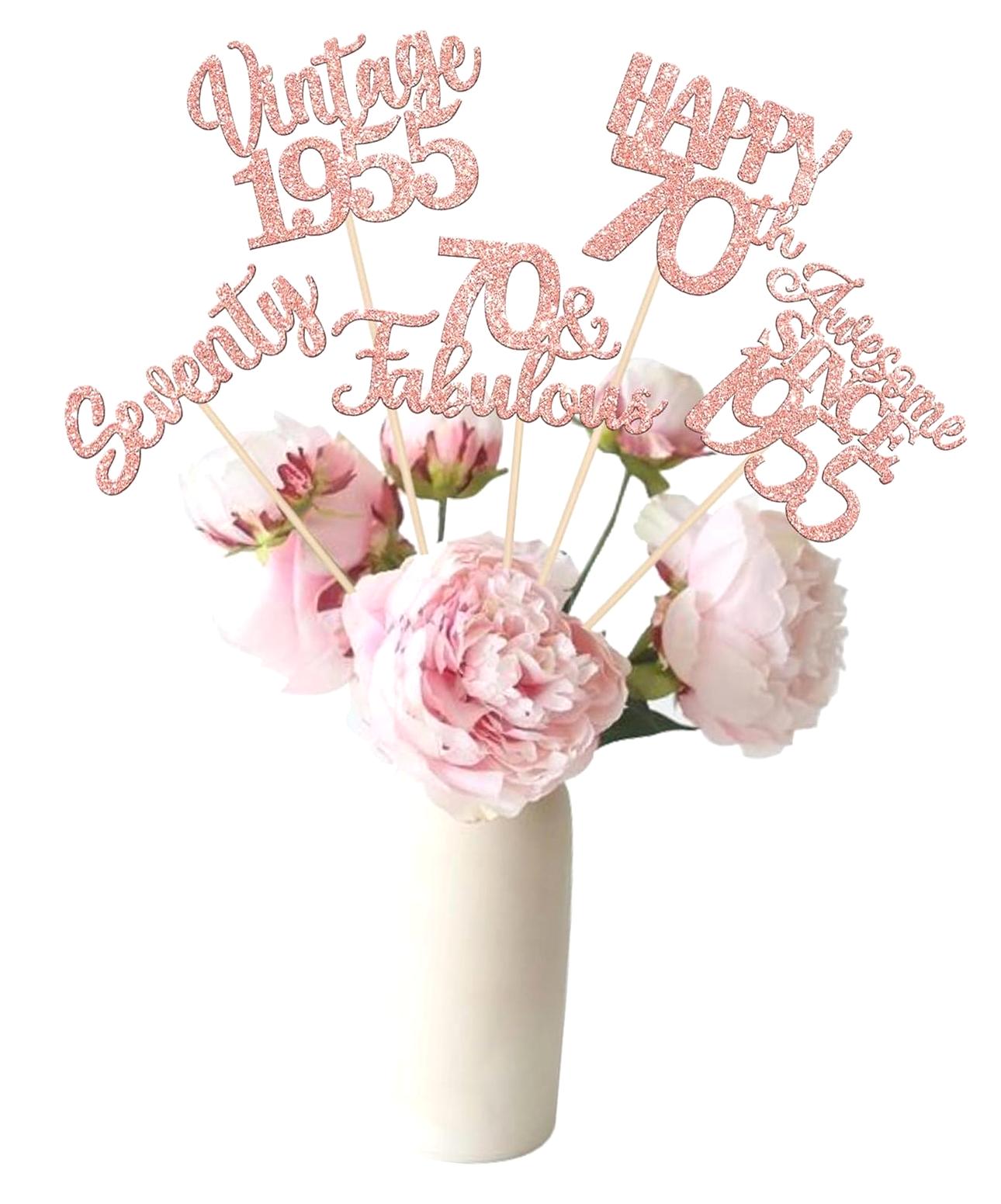 Fuliko Collection of 15 Seventy Years Birthday Center Sticks, Glittery ...