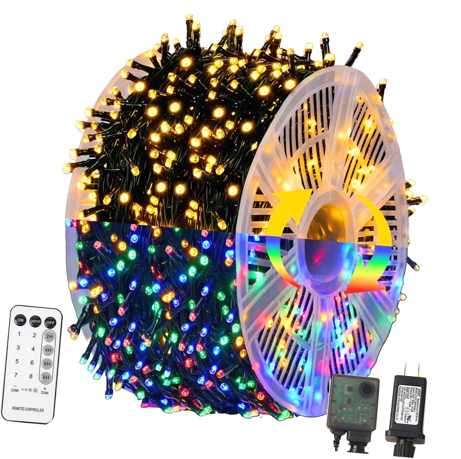 Fuliko Color Changing Christmas Lights, 328FT 1000LED Warm White Multi ...